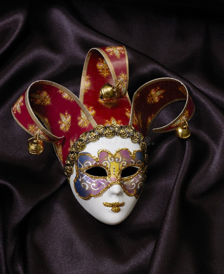 Green Carnival Jester Mask with Bells Stock Image - Image of disguise ...