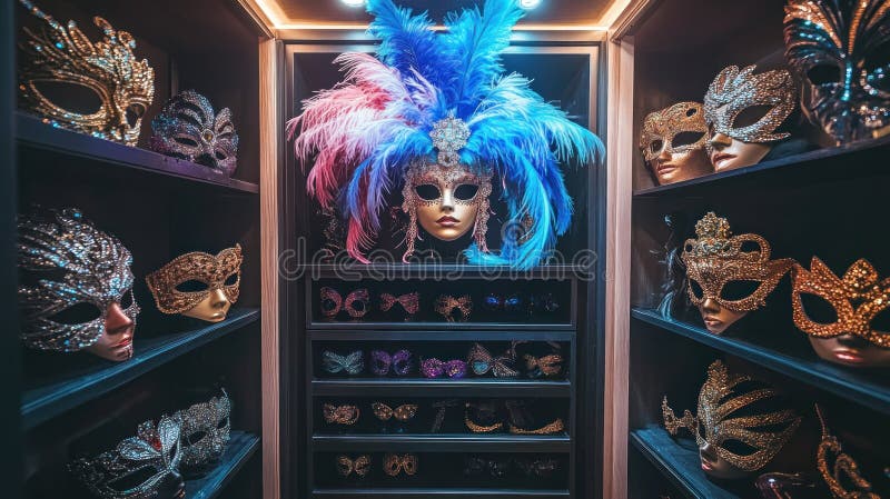 Venetian Masks at Traditional Masquerade Stock Illustration ...