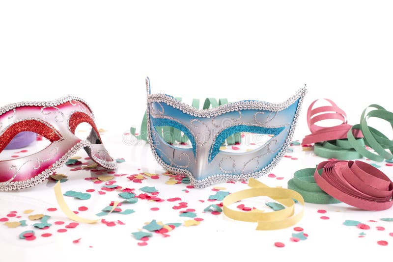 Venetian Masks with Confetti Stock Photo - Image of masque, hidden ...