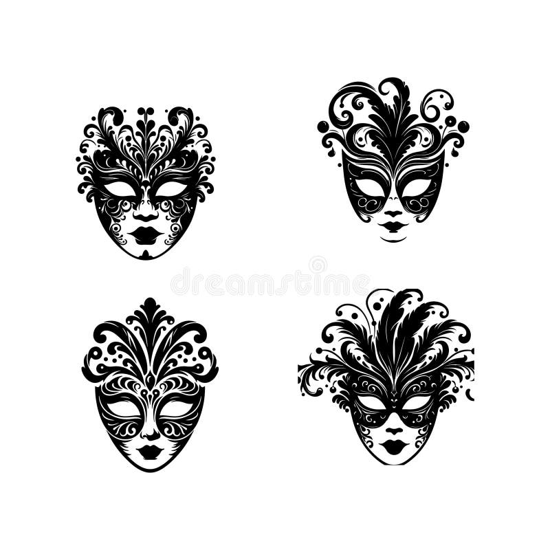 Venetian Masks at Traditional Masquerade Stock Illustration ...