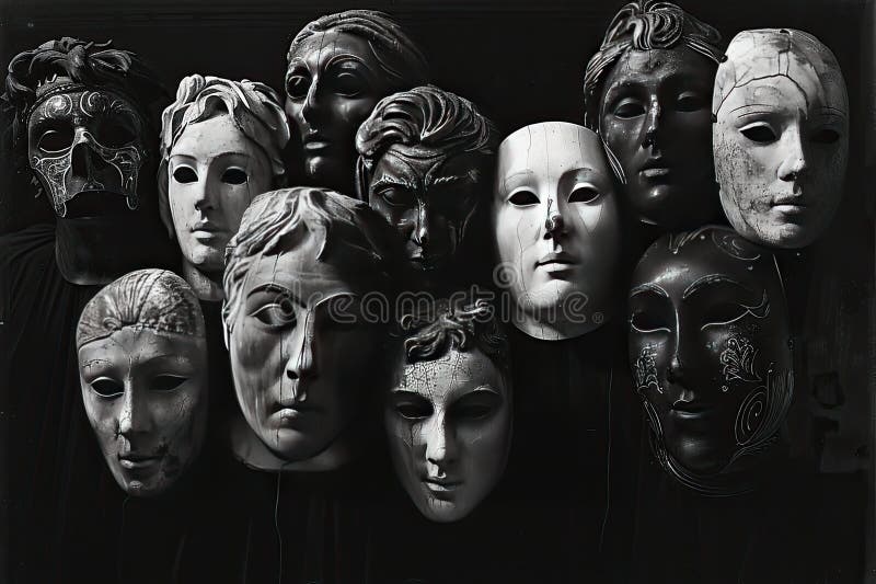 Venetian masks stock illustration. Illustration of statue - 363511794