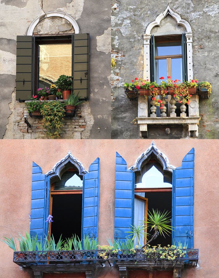 Venetian Windows, Italy stock photo. Image of home, brown - 62250744