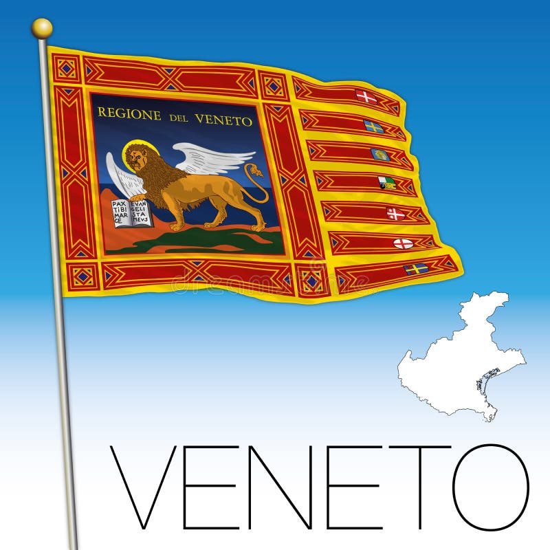 Veneto Flag and Map, Italy, Flag of Saint Marco Stock Vector ...