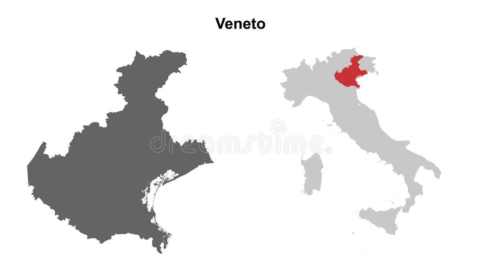 Veneto outline map stock vector. Illustration of region - 378994609