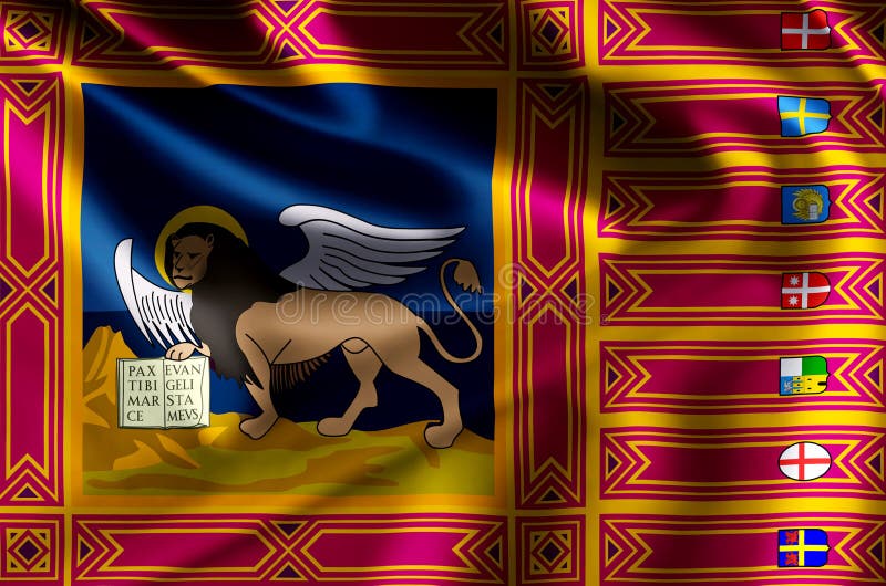 Veneto Realistic Flag Illustration. Stock Illustration - Illustration ...