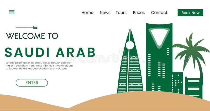 Welcome To Saudi Arabia Skyline Background Vector Illustration. Travel ...