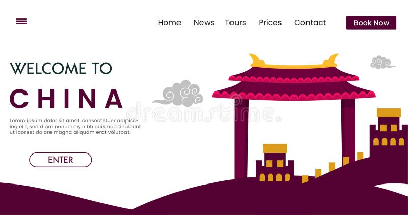 Welcome To China Background Vector Illustration. Travel and Tourism ...