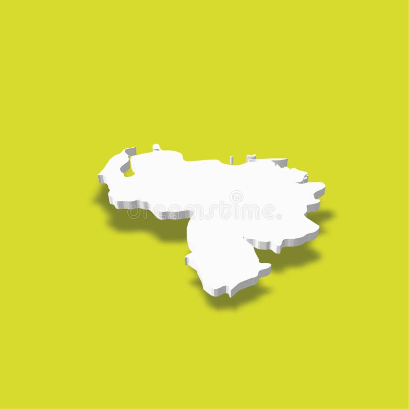 Mapa De Silueta Blanca 3d De Venezuela Del área De Campo Con Sombra