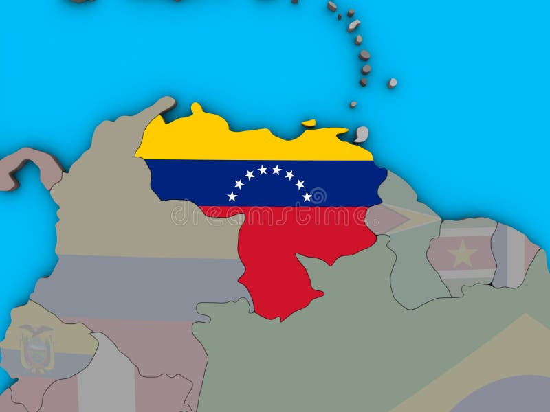 Venezuela Con Bandera En Mapa 3D Stock de ilustración - Ilustración de ...