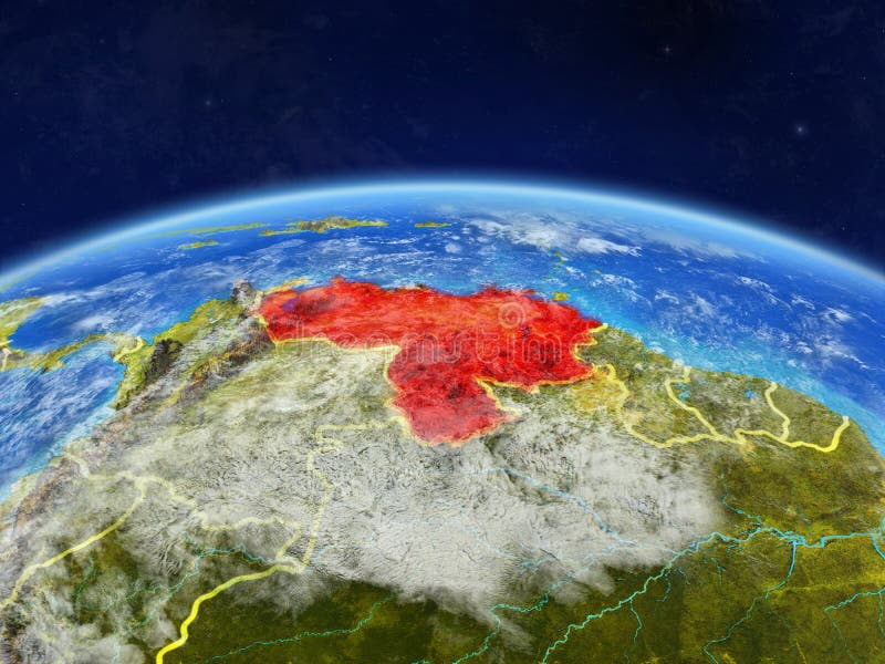 Venezuela on Earth from Space Stock Image - Image of south, america ...