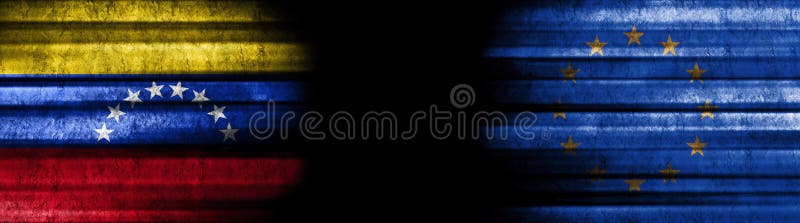 Venezuela and European Union Flags on Black Stock Illustration ...
