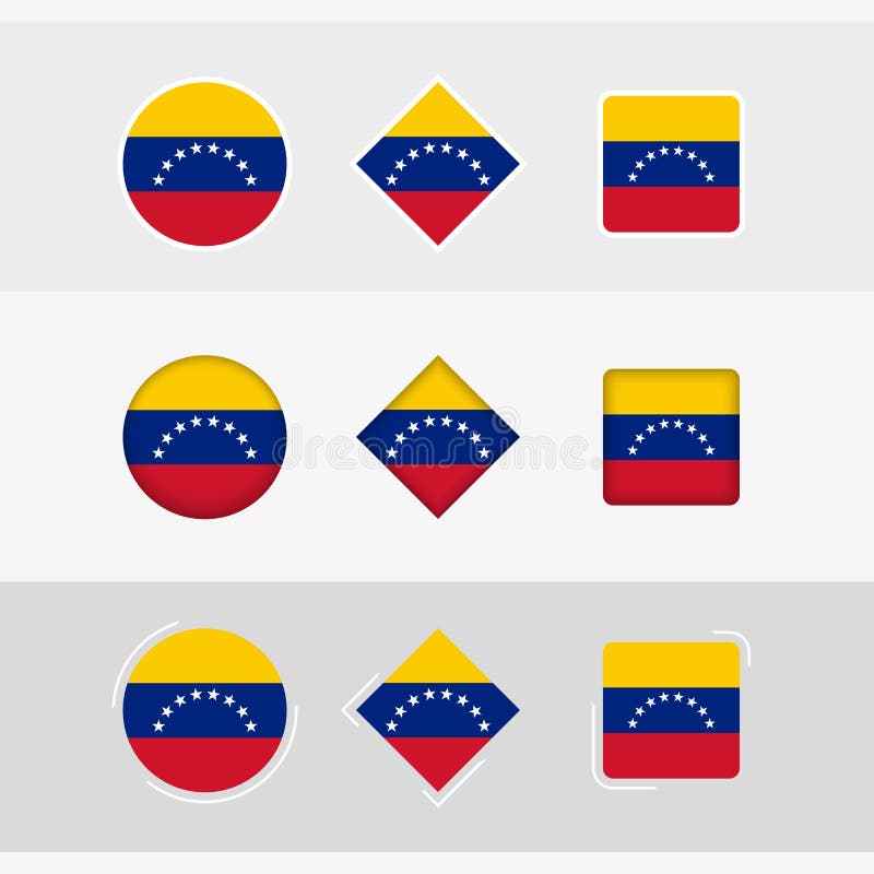 Venezuela Flag Icons Set, Vector Flag of Venezuela Stock Vector ...