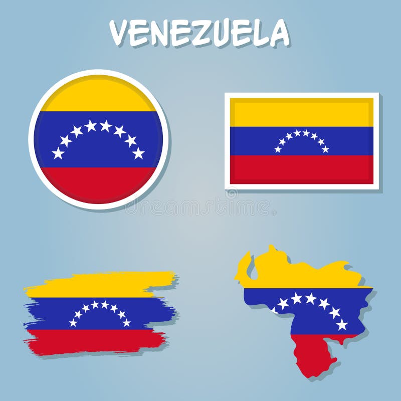 Venezuela Flag and Map on the Blue Background Stock Vector ...