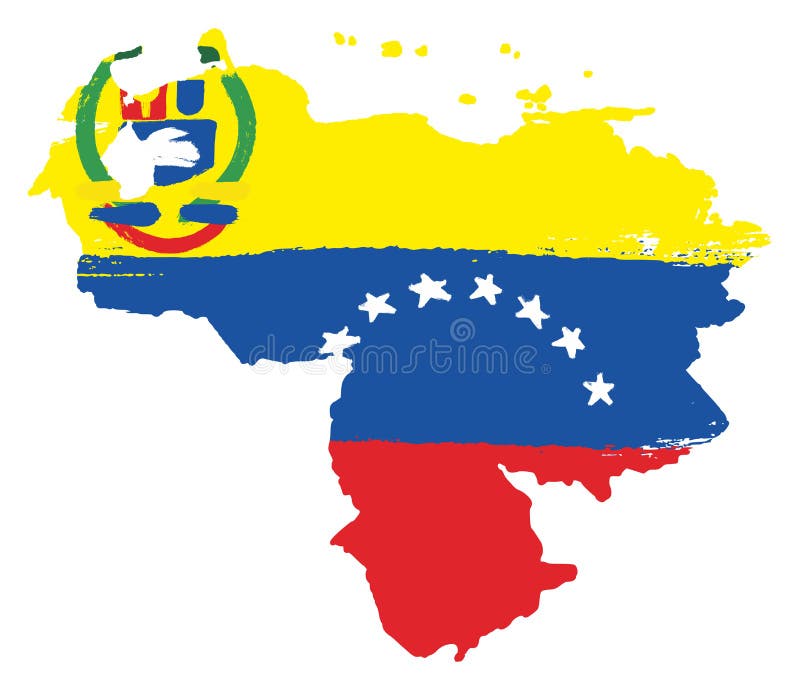 Venezuela Flag & Map Vector Hand Painted with Rounded Brush Stock ...