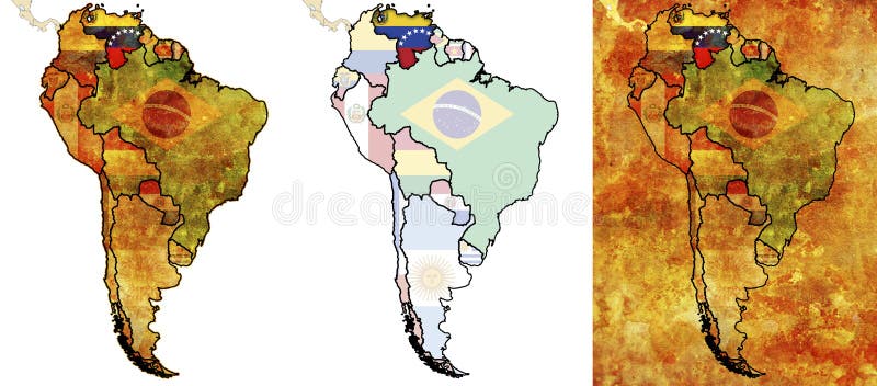 Territory of Venezuela on South America Continent. White Background ...