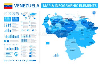 Venezuela Infographic Map with Data Visualization Elements - Vector Map ...