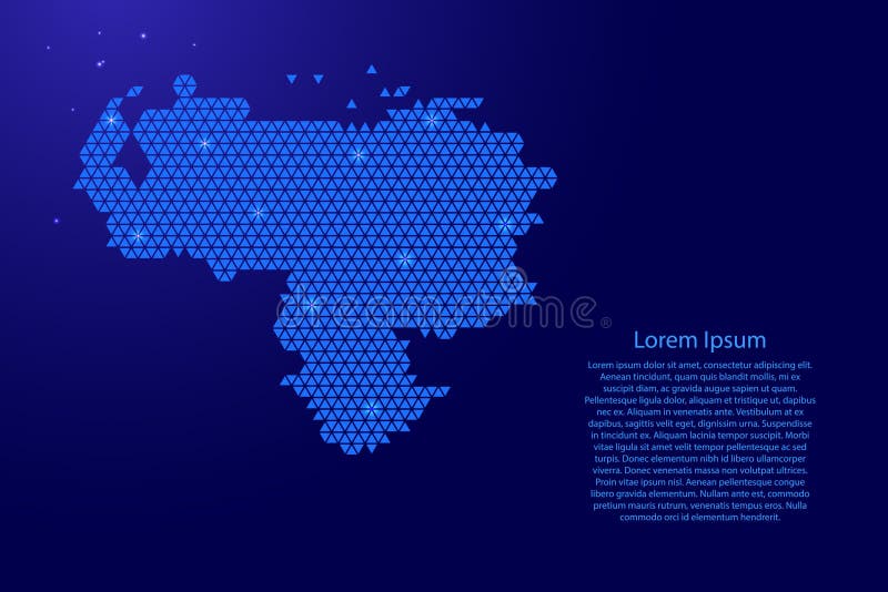Venezuela Map Abstract Schematic from Blue Triangles Repeating Pattern ...