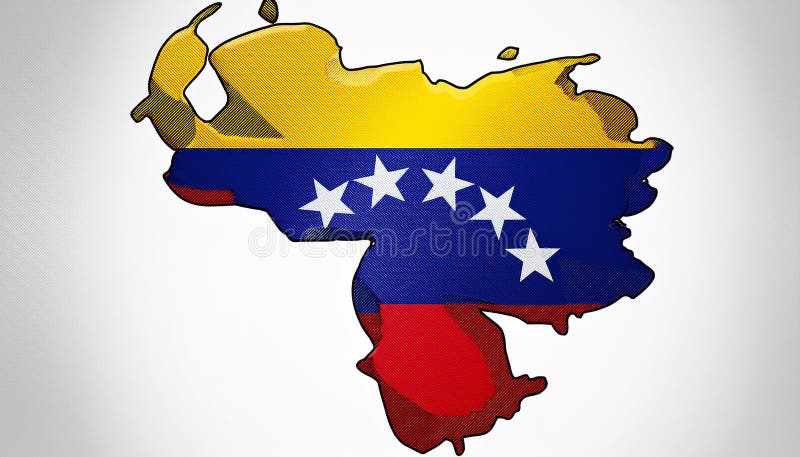 Venezuela Map and Flag. stock illustration. Illustration of destination ...