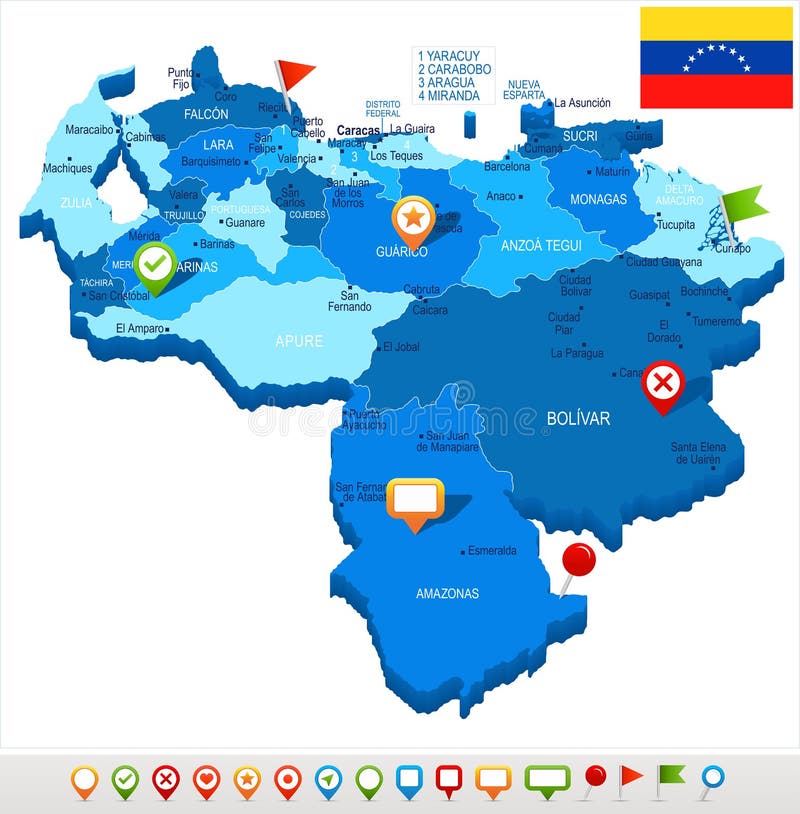 Venezuela - Map and Flag - Detailed Vector Illustration Stock ...
