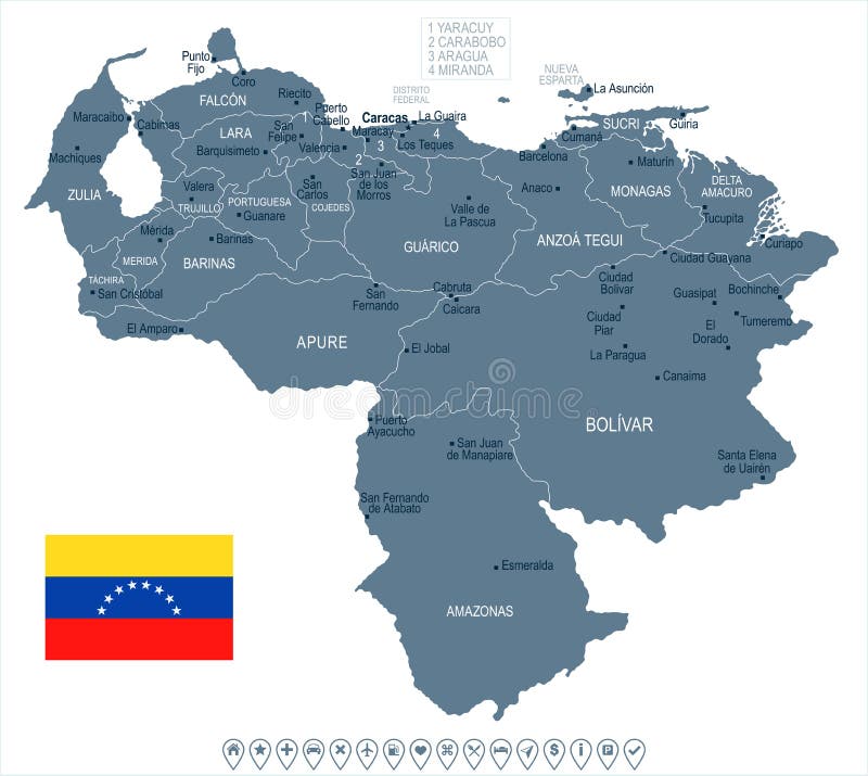 Venezuela - Map and Flag Detailed Vector Illustration Stock ...