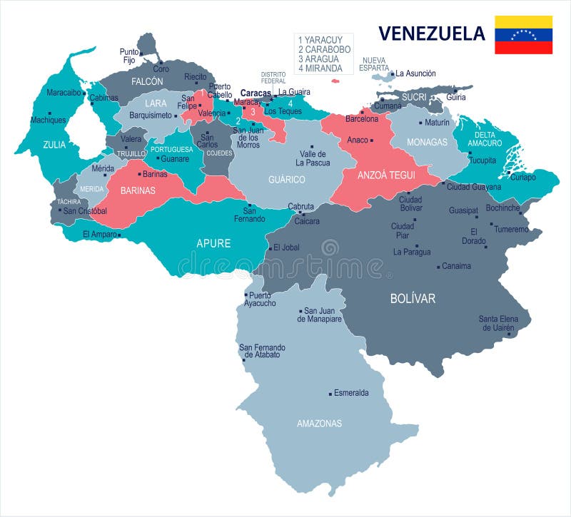 Venezuela - Map and Flag - Detailed Vector Illustration Stock ...