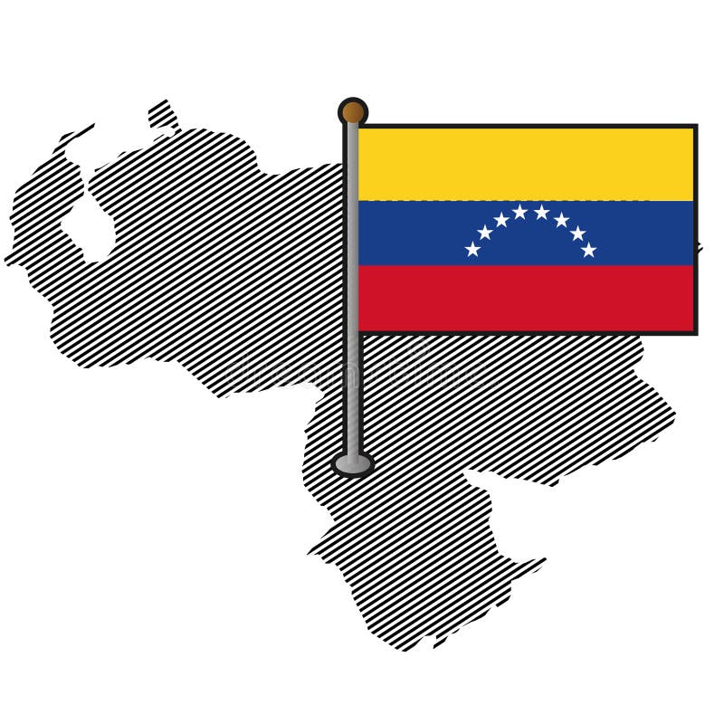 Venezuela Map with Flag. Vector Stock Illustration - Illustration of ...
