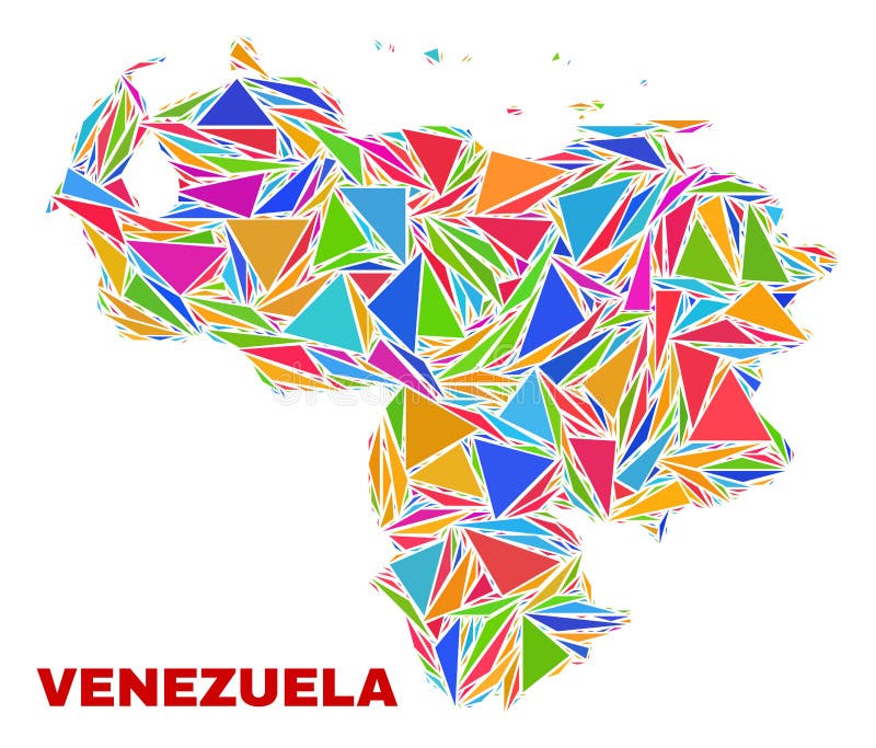 Venezuela Map - Mosaic of Color Triangles Stock Vector - Illustration ...