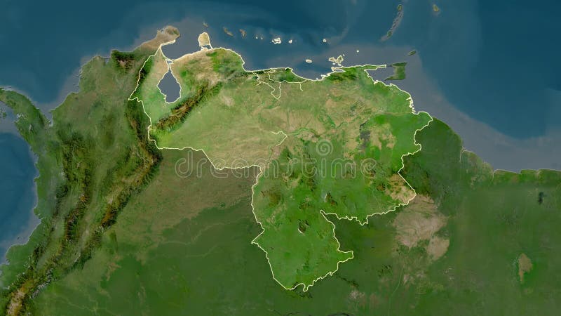 Venezuela Map - Solid. Regions. Satellite. Labels Stock Footage - Video ...
