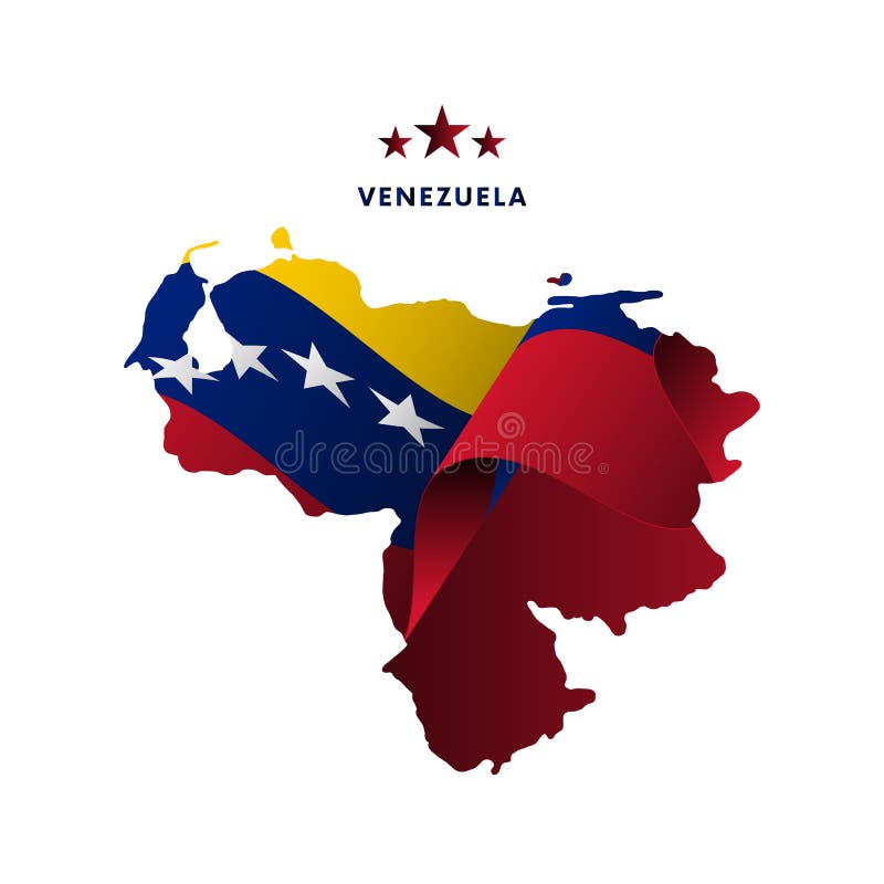 Venezuela Map with Waving Flag. Vector Illustration. Stock Illustration ...