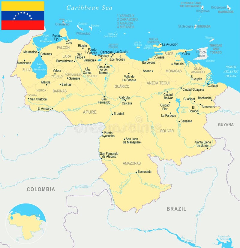 Mapa De Venezuela - Ejemplo Detallado Del Vector Stock de ilustración ...