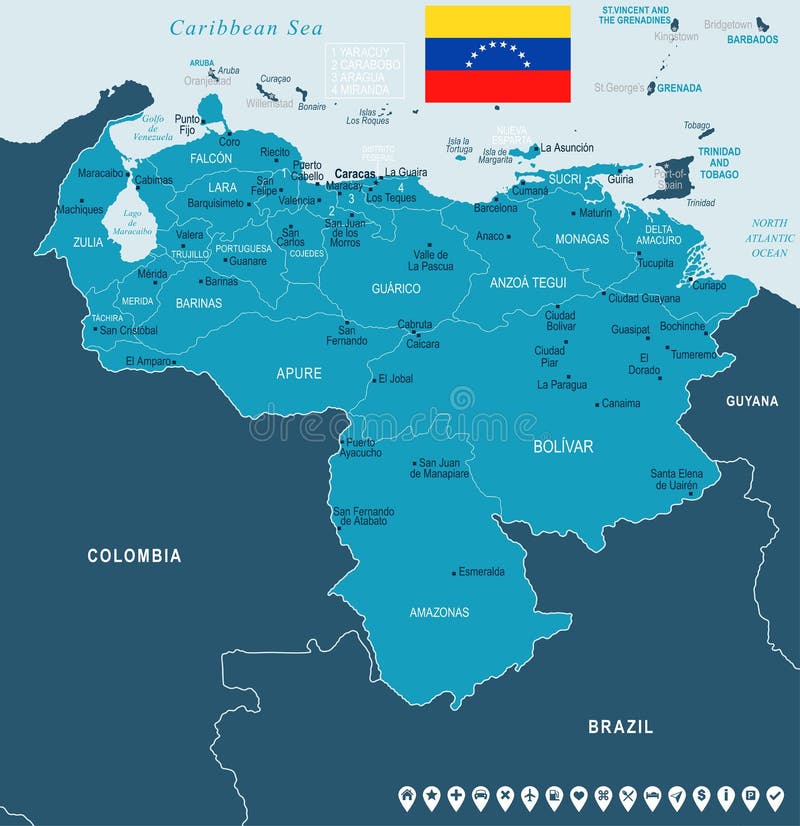 Venezuela - Mapa Y Bandera - Ejemplo Detallado Del Vector Stock de ...