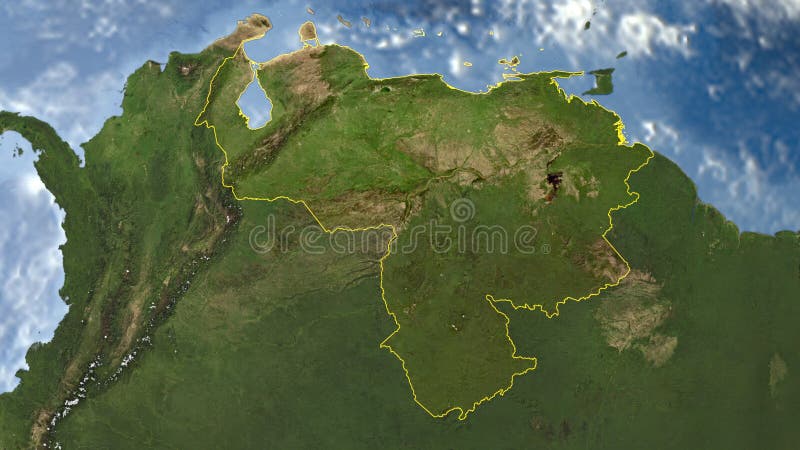 Venezuela Outlined - Satellite Stock Illustration - Illustration of ...