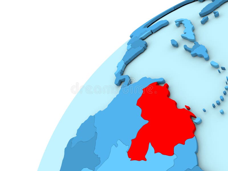 Venezuela in Red on Blue Globe Stock Illustration - Illustration of ...