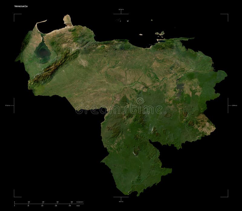 Venezuela Shape on Black. Low-res Satellite Stock Illustration ...