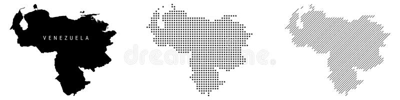 Venezuela Silhouette Map and Two Patterns of Dots and Slanted Lines ...