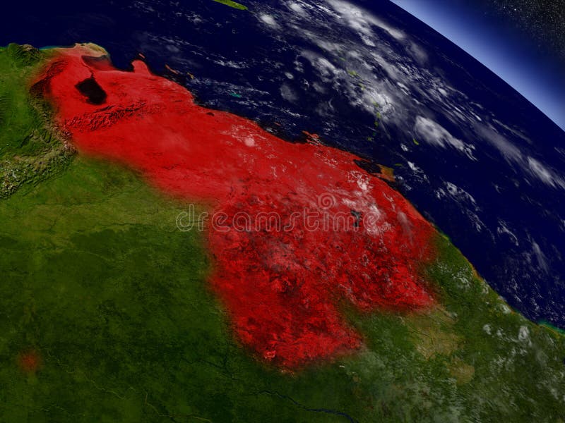 Venezuela from Space Highlighted in Red Stock Illustration ...
