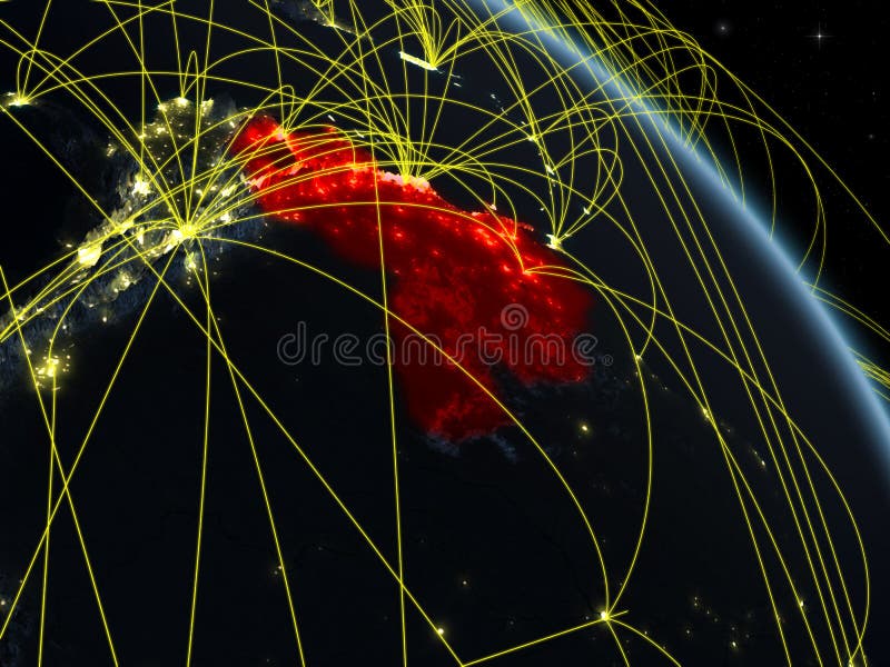 Venezuela from Space with Network Stock Illustration - Illustration of ...