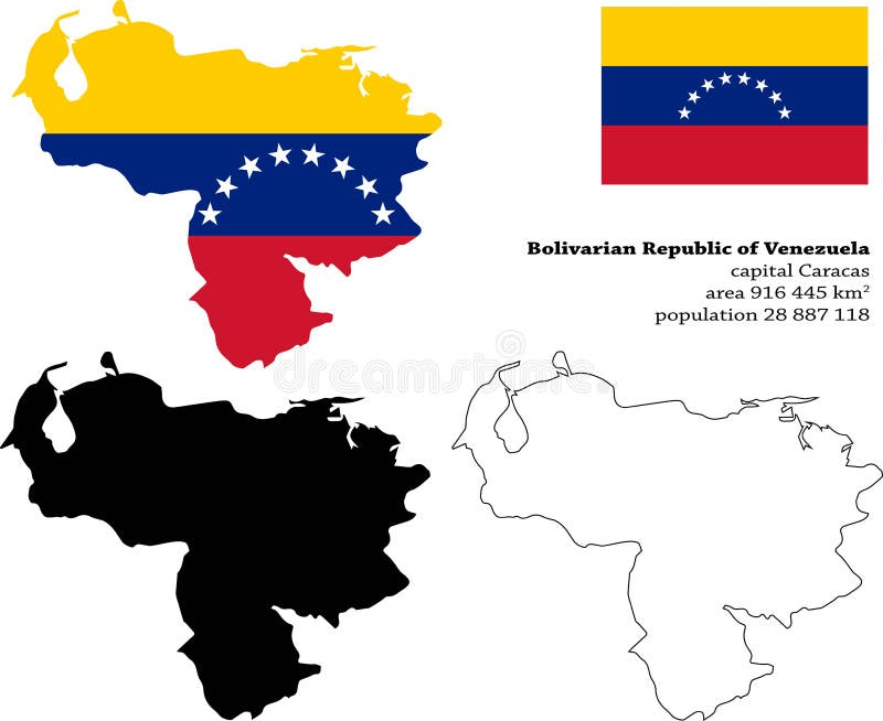 Venezuela Vector Map, Flag, Borders, Mask , Capital, Area and ...