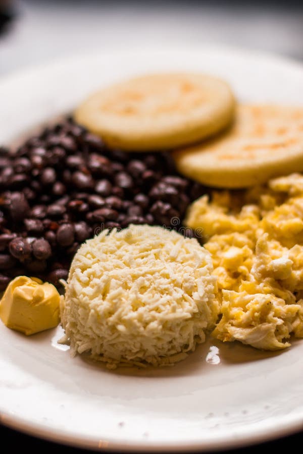 Venezuelan-type Creole Breakfast with Grains, Scrambled Egg and Grated ...
