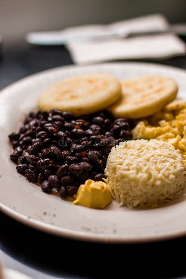 Venezuelan-type Creole Breakfast with Grains, Scrambled Egg and Grated ...
