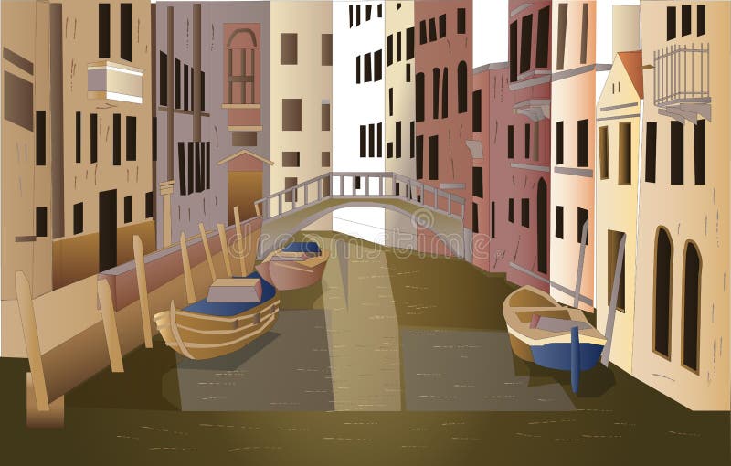 Venice City View Landscape Panorama Background Vector Illustration ...