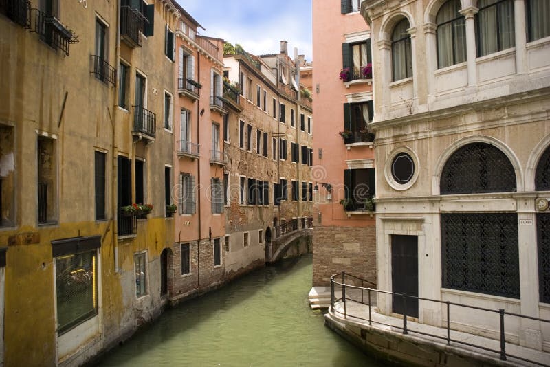 Back Alley and Pedestrian Bridge in Venice Italy Stock Image - Image of ...