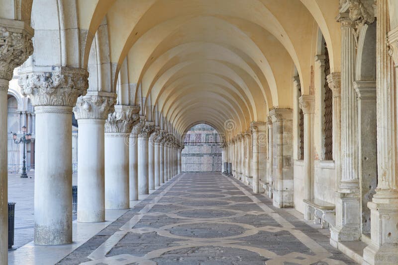 Venice, Ancient and White Arcade, Italy Stock Image - Image of city ...