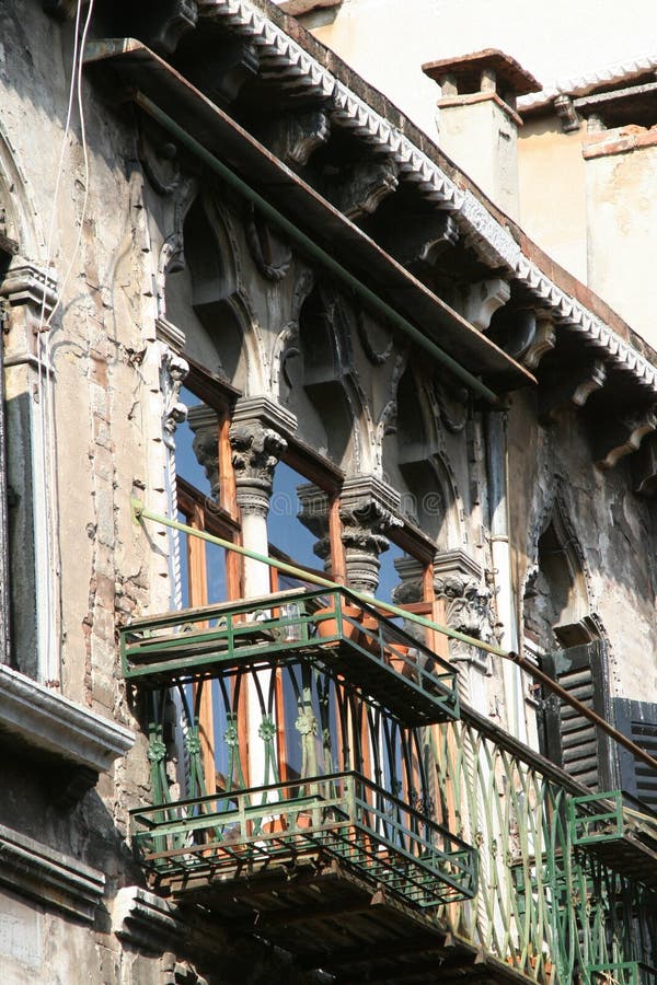 Venice, Balcony of an Ancient Palace, Detail Stock Photo - Image of ...
