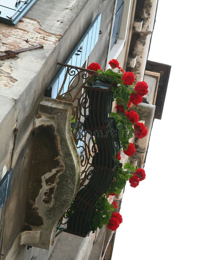 Venice, Balcony with Flowers Stock Photo - Image of architecture ...