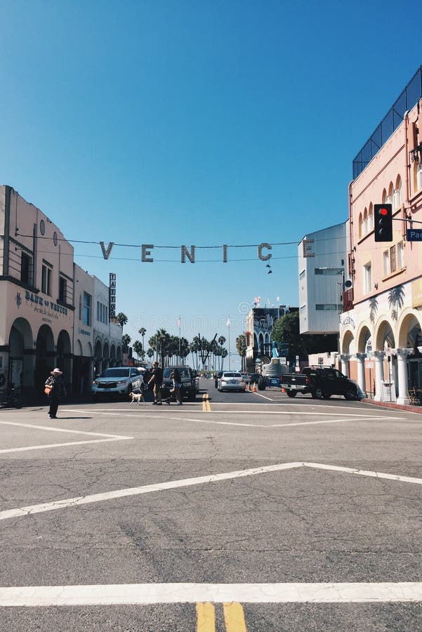 Venice Beach California Sign Editorial Photography - Image of night ...