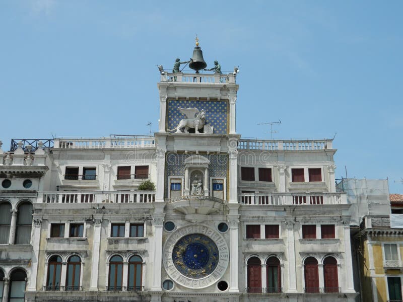 Venice blue zodiac clock. stock image. Image of gold - 73760601