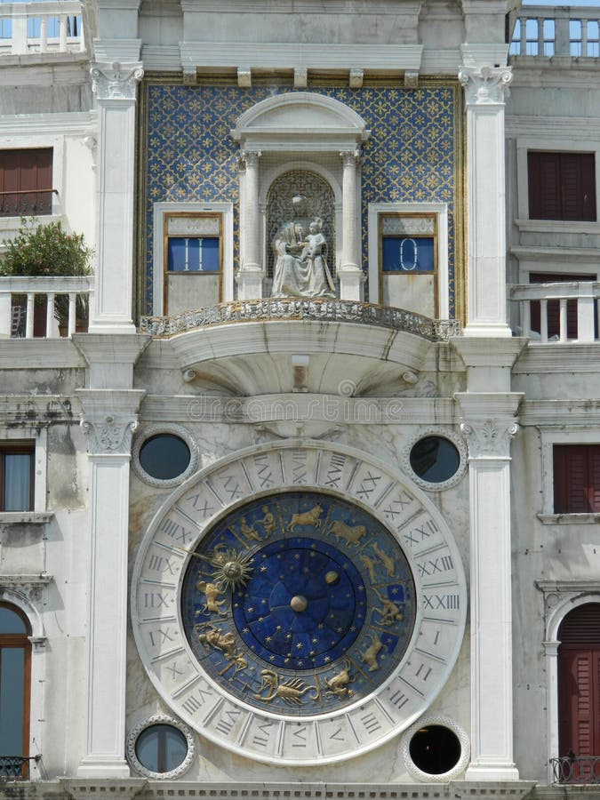 Venice blue zodiac clock. stock photo. Image of holiday - 73760604