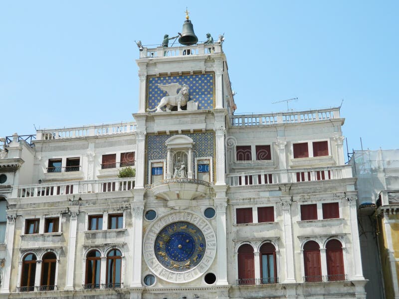 Venice blue zodiac clock. stock photo. Image of moon - 73897992