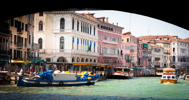 Venice. Boats on Grand Canal Editorial Image - Image of european ...